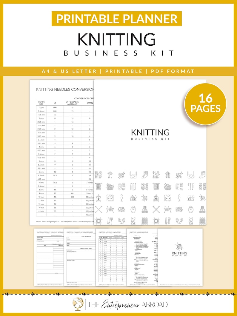 Knitting Business Kit Printable Arts & Crafts Knitting Project Pattern ...