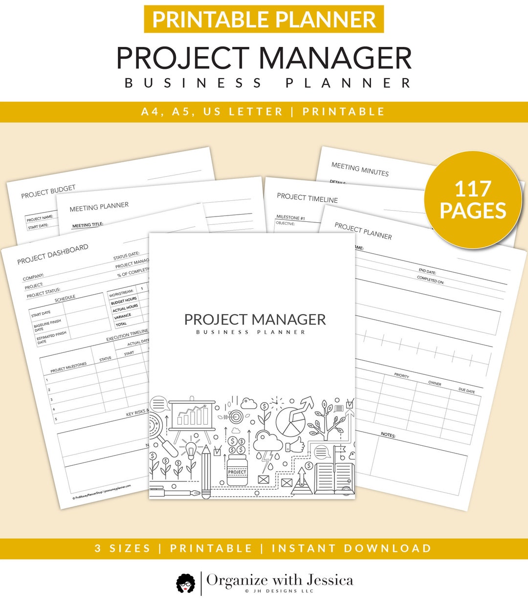 Project Manager Business Planner: Printable Project Management Kit (PDF ...