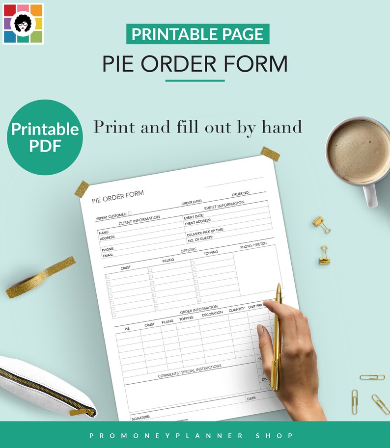 Pie Order Form Bakery Form Home Bakery Business Bakery | Etsy