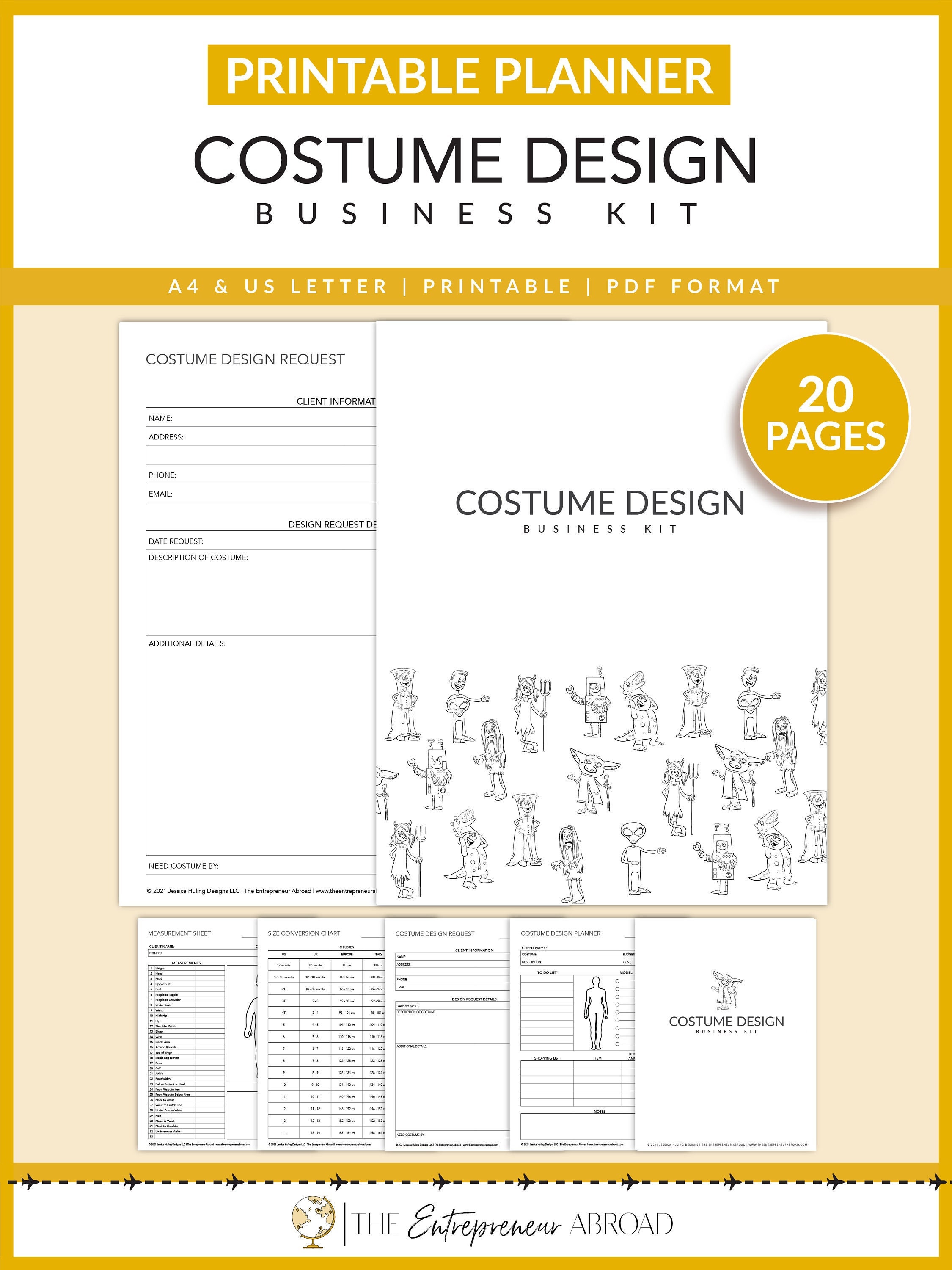 Costume Design Business Kit | Printable | Fabric Swatches | Size Chart ...