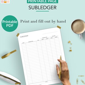 Subledger | Printable | PDF | US Letter | A4 | A5 | Instant Download ...