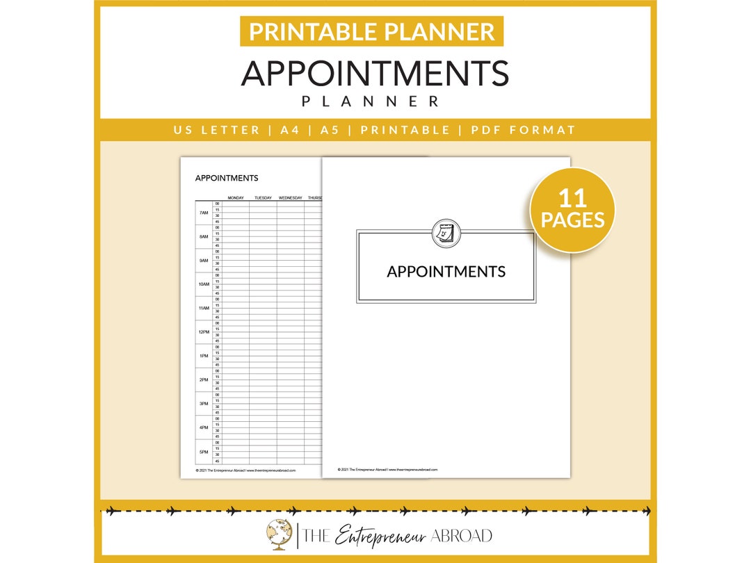 Appointments Planner | Printable | Week View | Time Management ...