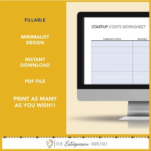 Startup Costs Worksheet | Fillable | Plan Your Business | the Startup ...