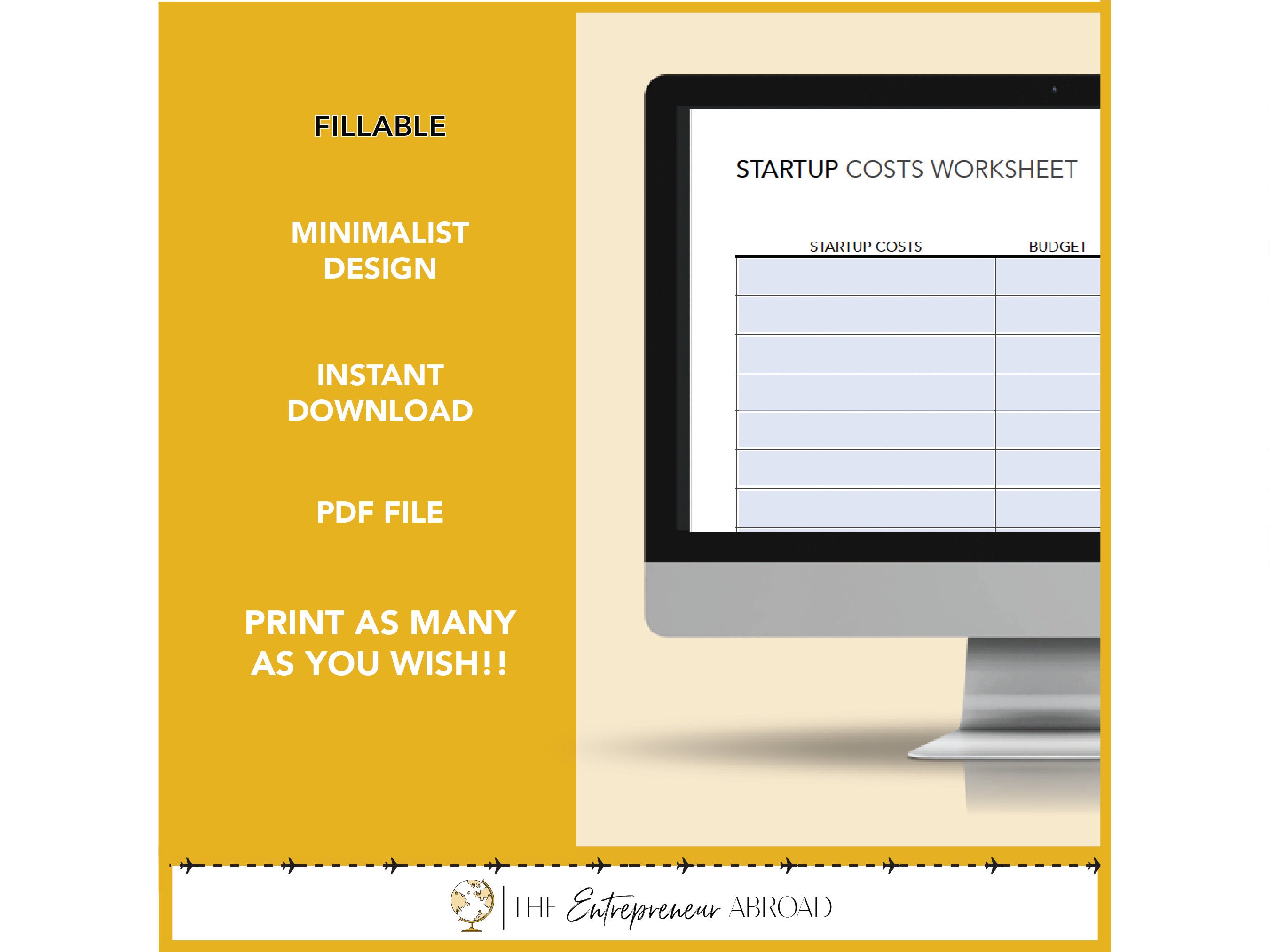 Startup Costs Worksheet | Fillable | Plan Your Business | the Startup ...