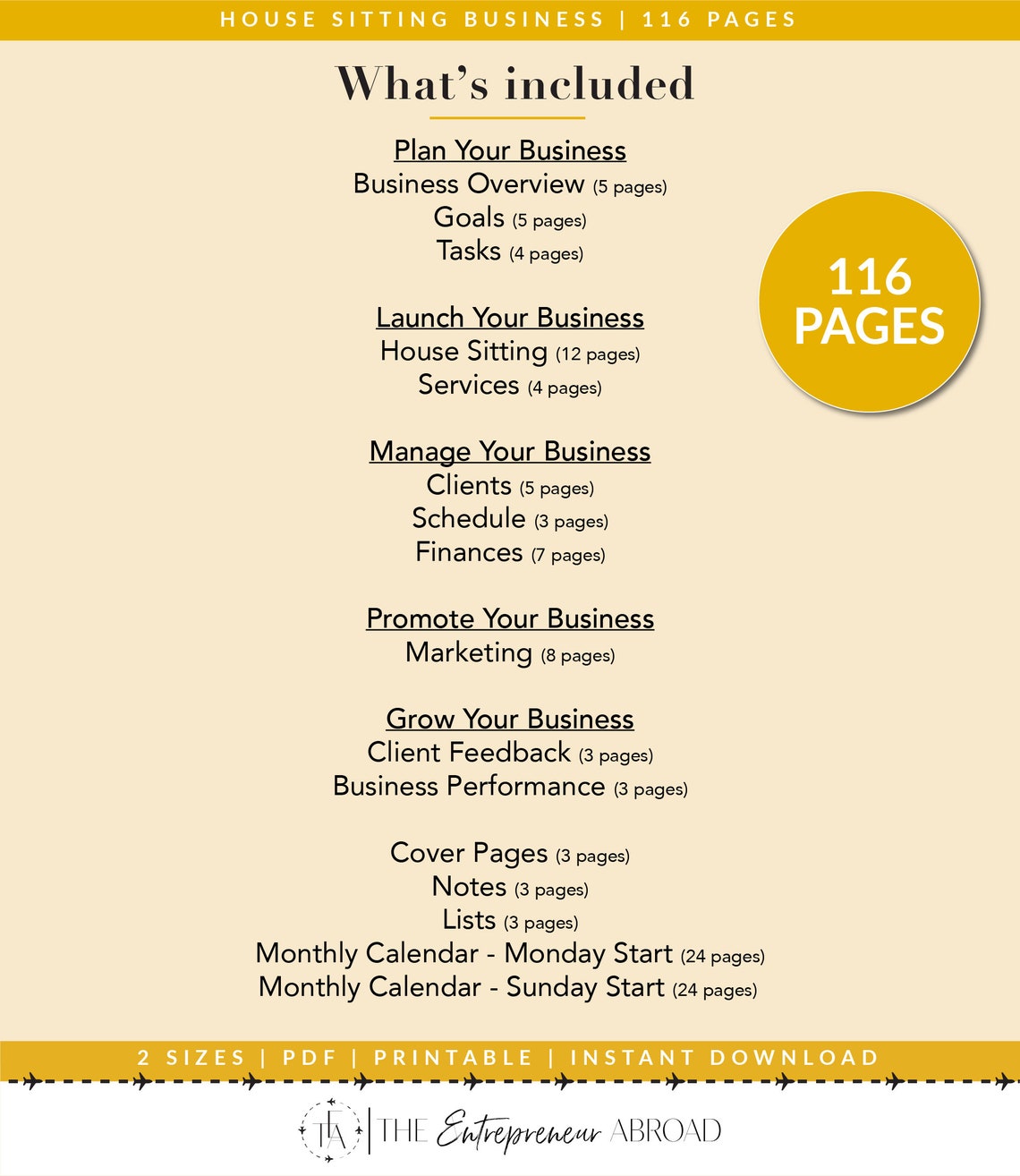 House Sitting Business the Startup Planner Printable Agreement Home ...