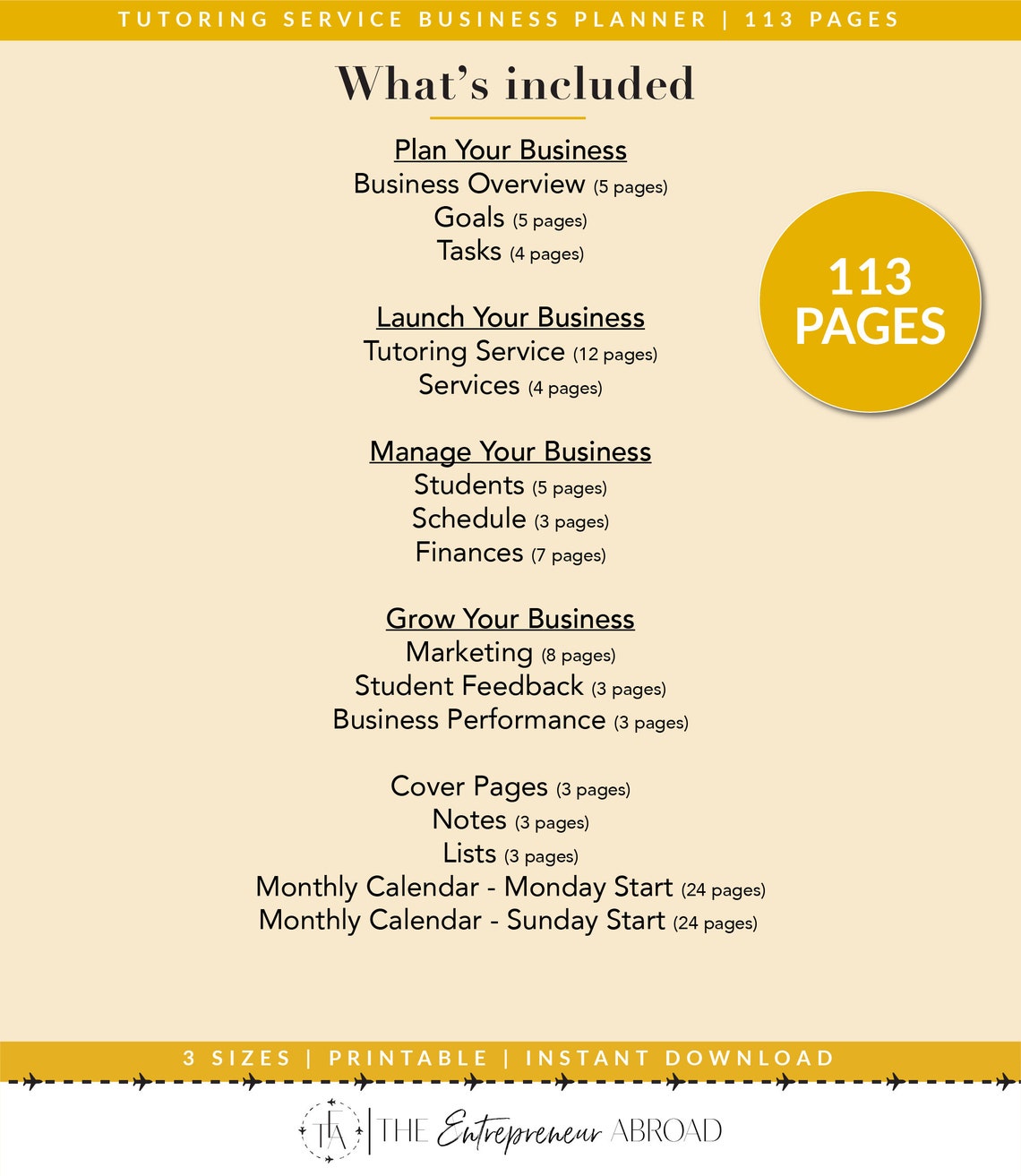 Tutoring Service Business Planner Printable Tutor - Etsy