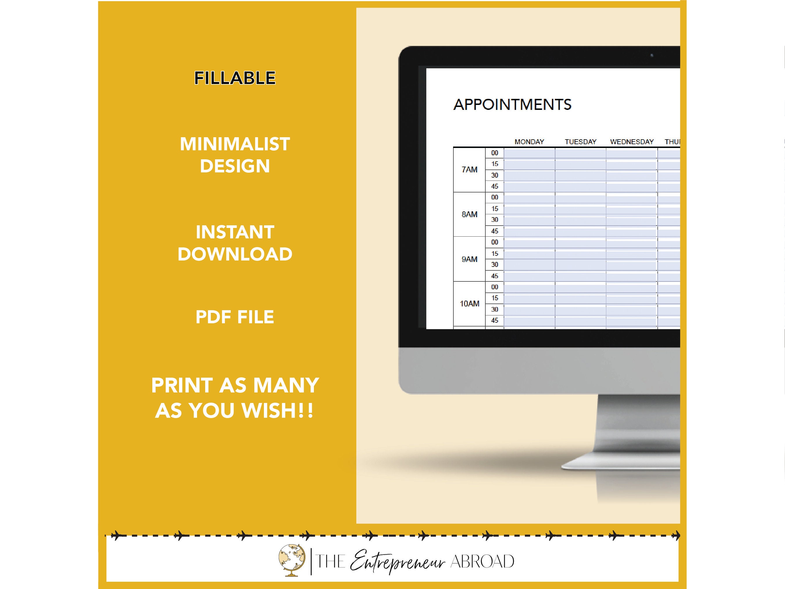 Appointments Planner | Fillable | Week View | Time Management ...