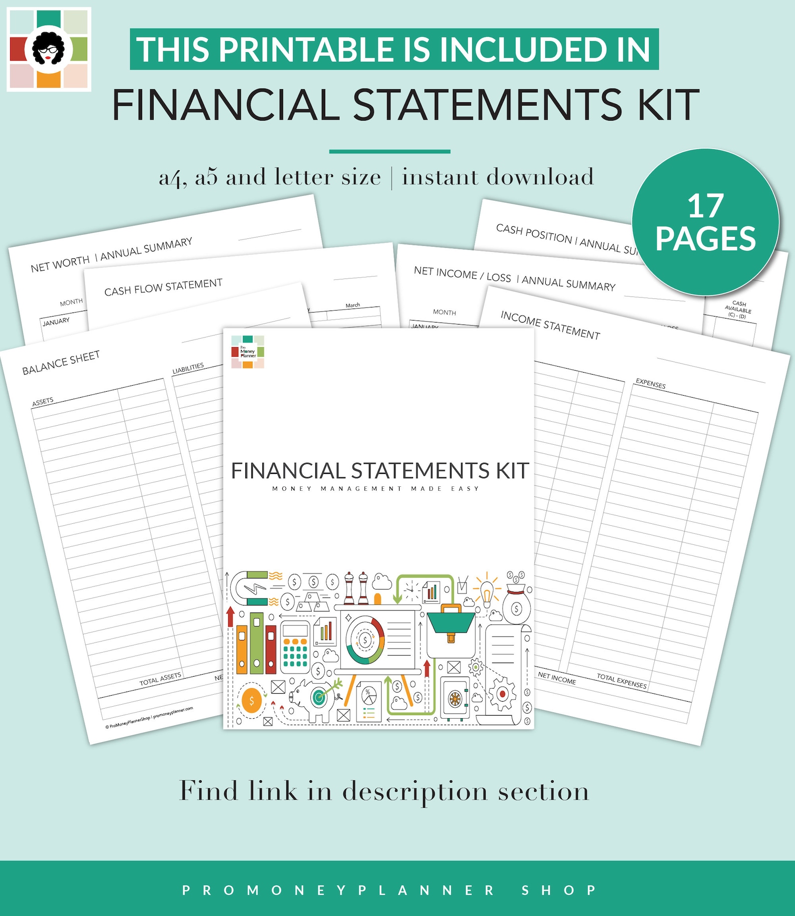 Balance Sheet Printable PDF Letter A4 A5 Instant Download Accounting ...