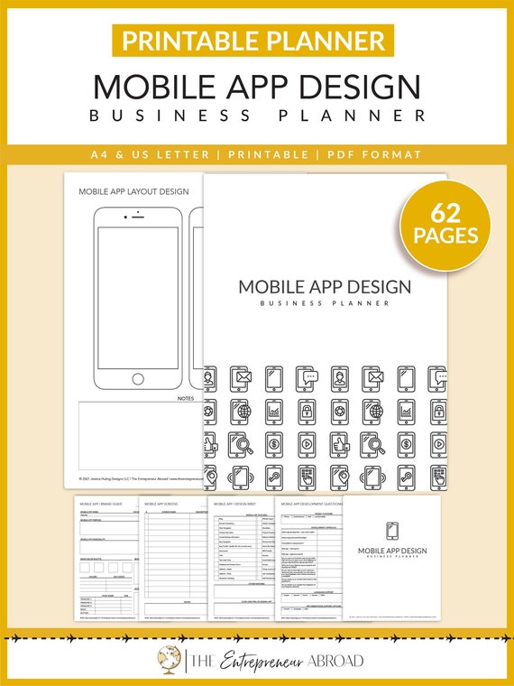 Mobile App Design Business Planner Printable App Developer - Etsy