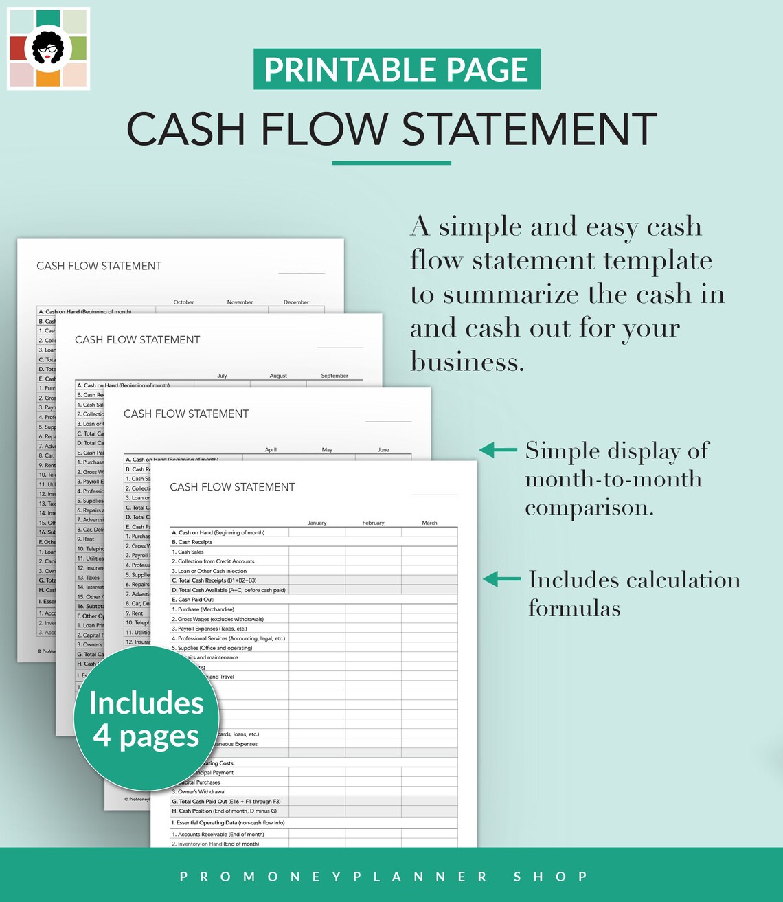 Cash Flow Statement Printable PDF Letter A4 A5 | Etsy