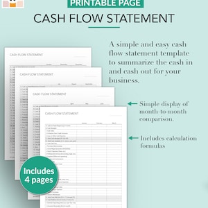 Cash Flow Statement Printable PDF Letter A4 A5 - Etsy