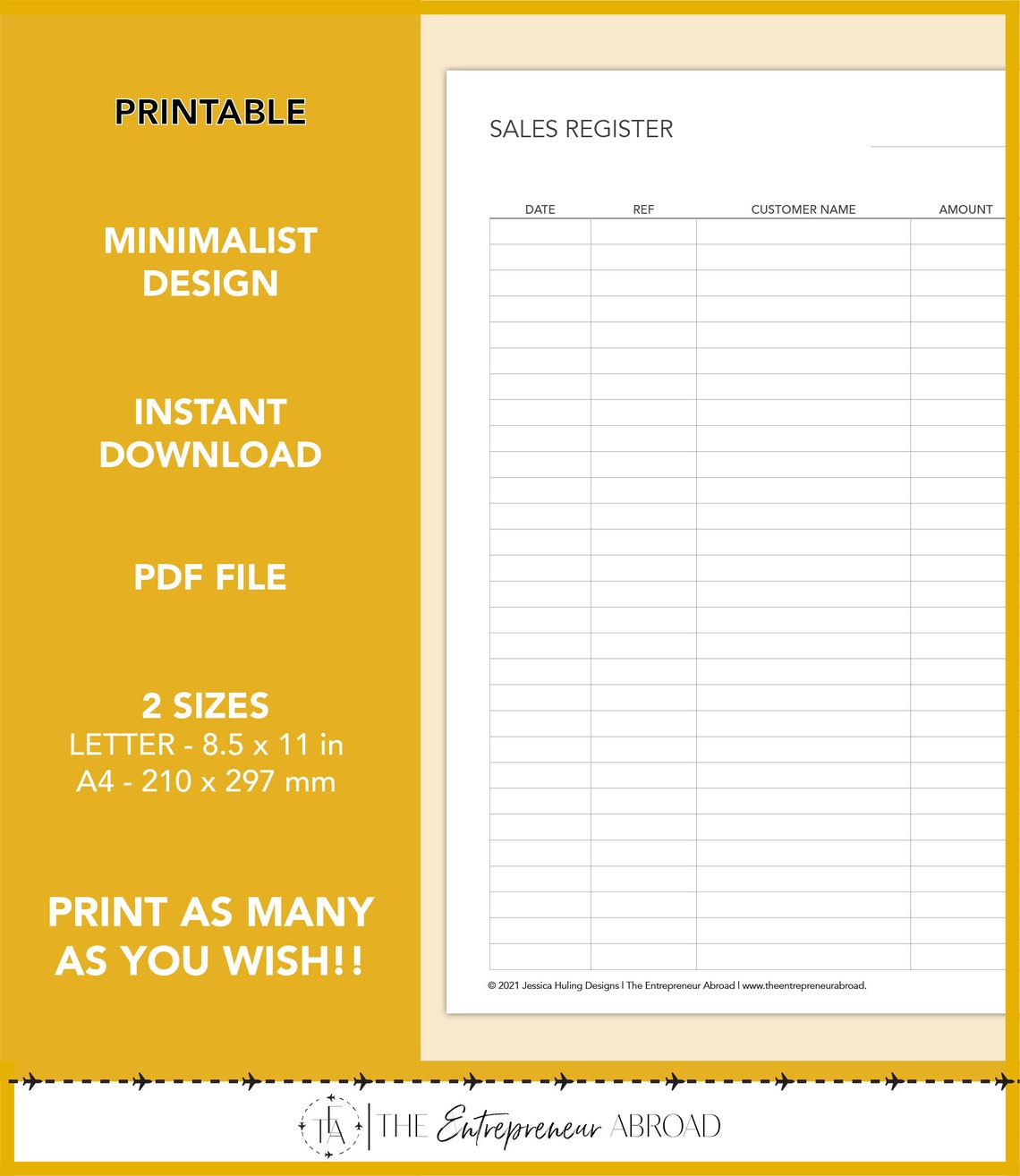 Sales Register | Bookkeeping | Business Finances | Accounting Ledger ...