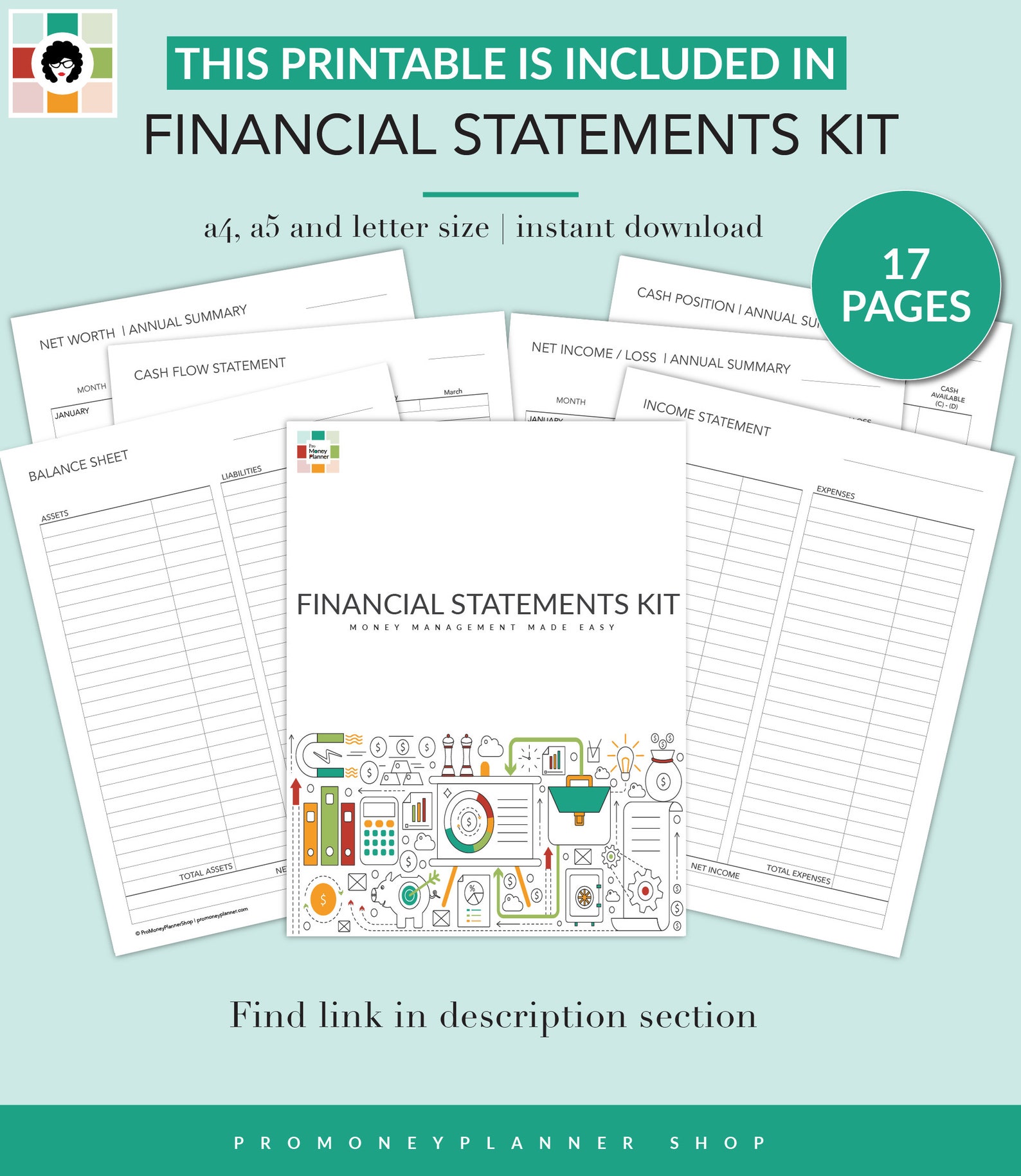 Income Statement Printable PDF Letter A4 A5 Instant Download Accounting ...