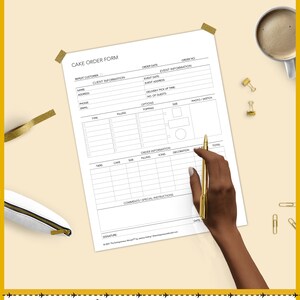 Cake Order Form Bakery Add Logo Fillable Printable | Etsy