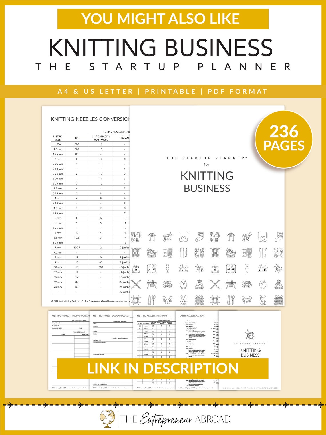 Knitting Business Kit Printable Arts & Crafts Knitting Project Pattern ...