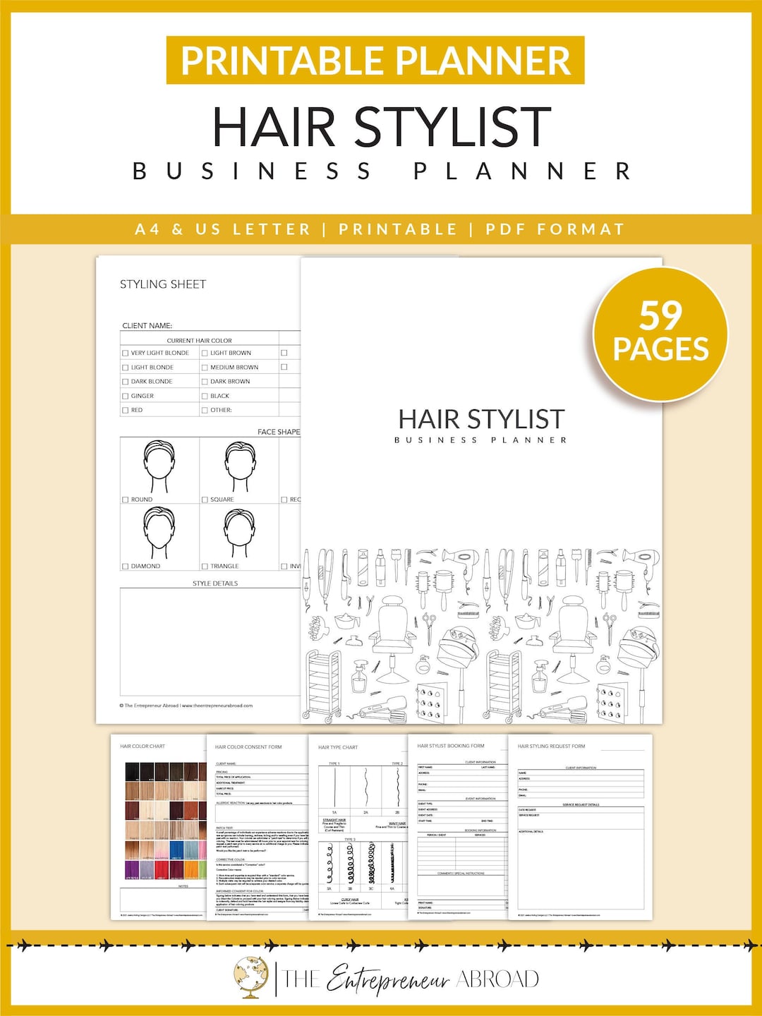 Hair Stylist Business Planner | Printable | Hair Business | Color ...
