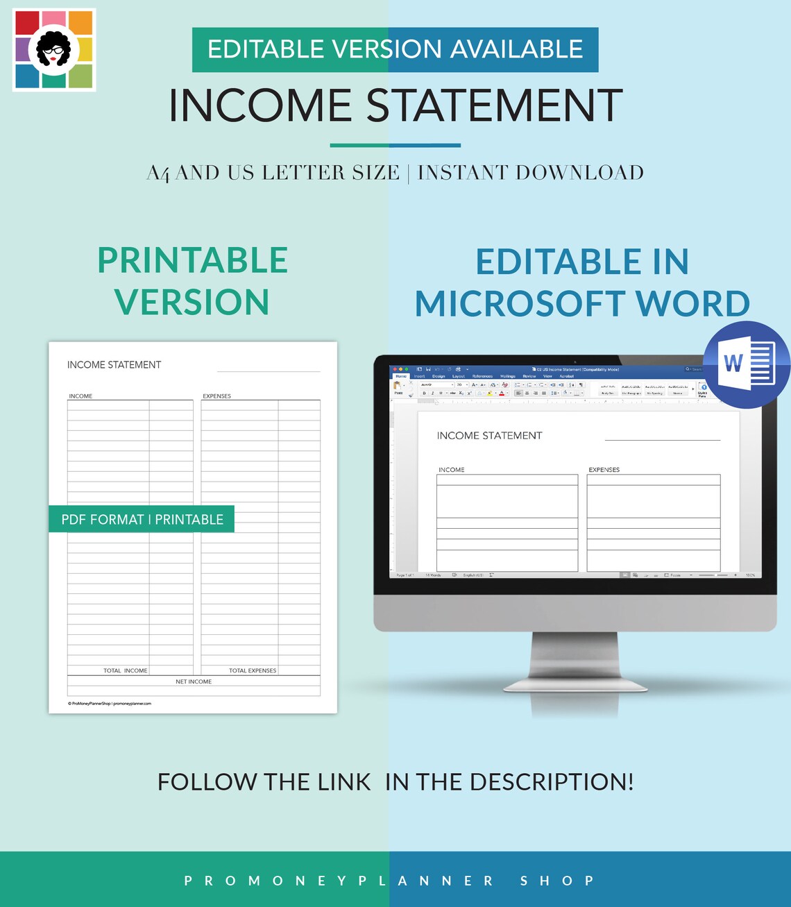 Income Statement Printable PDF Letter A4 A5 Instant Download Accounting ...