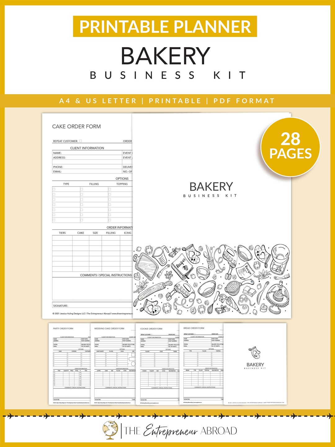 Bakery Business Kit | Printable | Bakery Order Form | Home Bakery ...