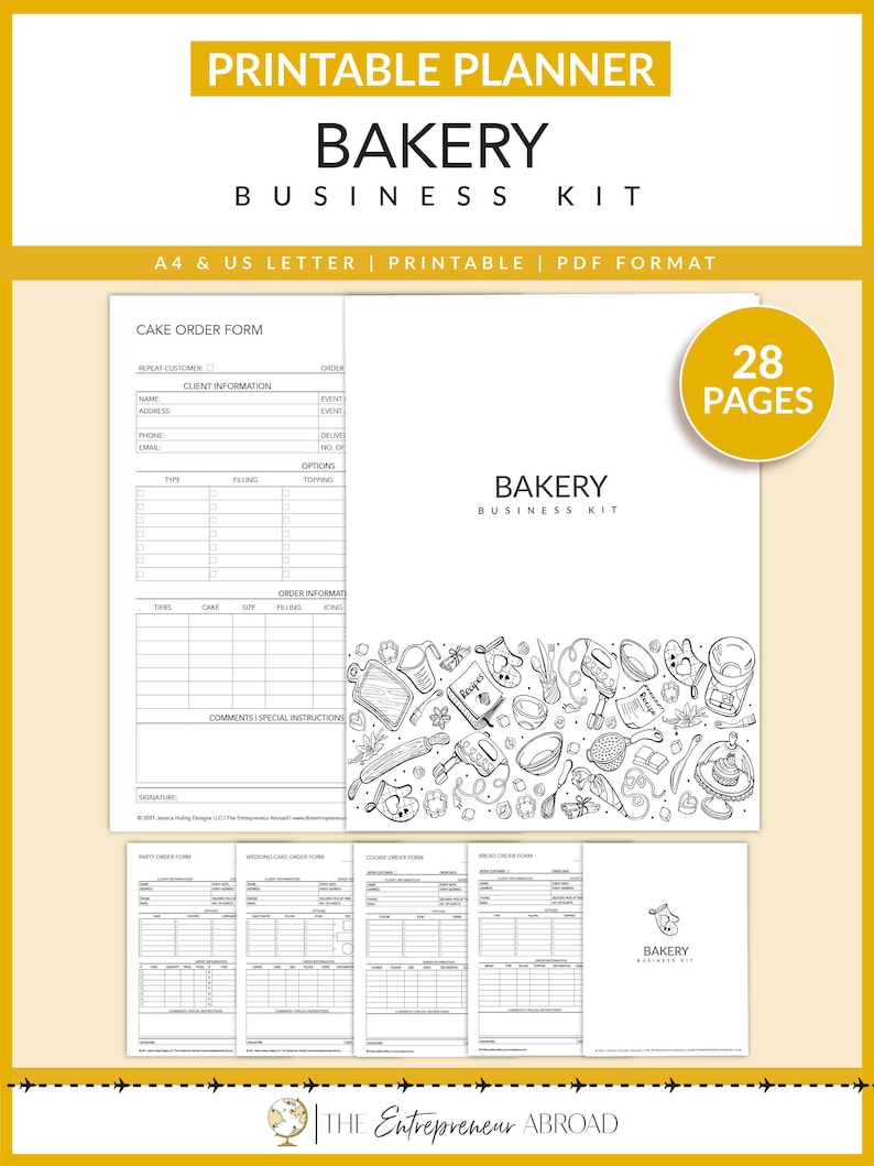 Bakery Business Kit Printable Bakery Order Form Home Bakery Business ...