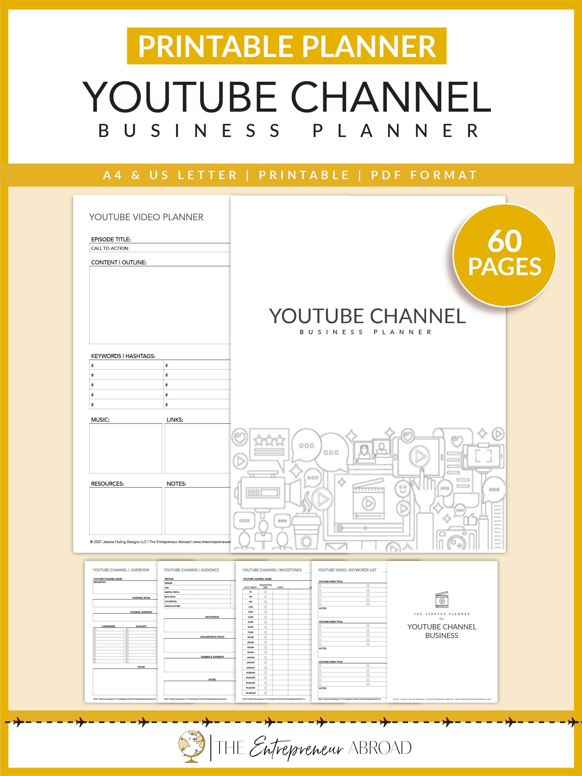 Youtube Channel Business Planner | Printable | Vlogging | Youtuber ...