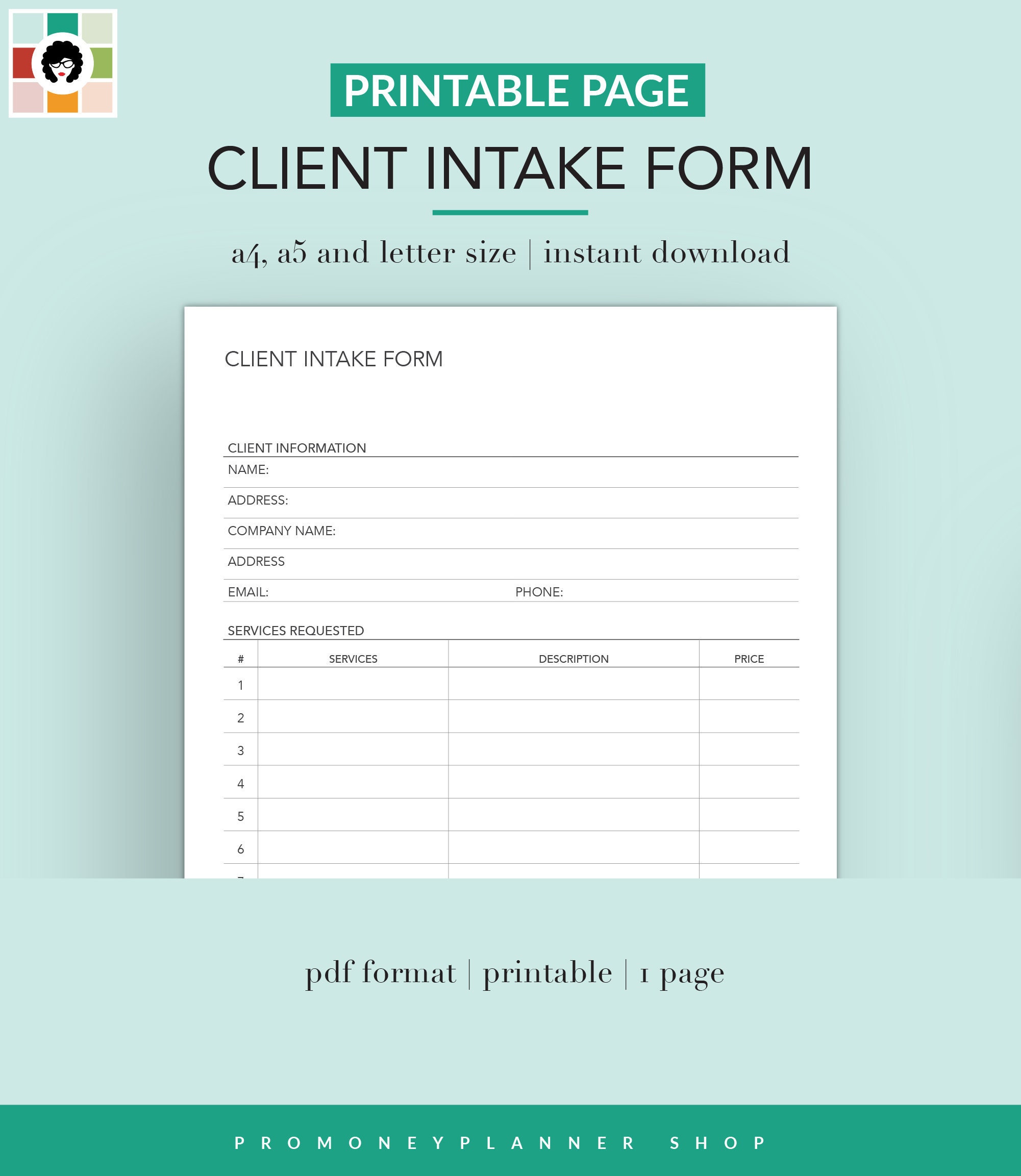 Client Intake Form | Printable | Client Manager | New Client Form ...