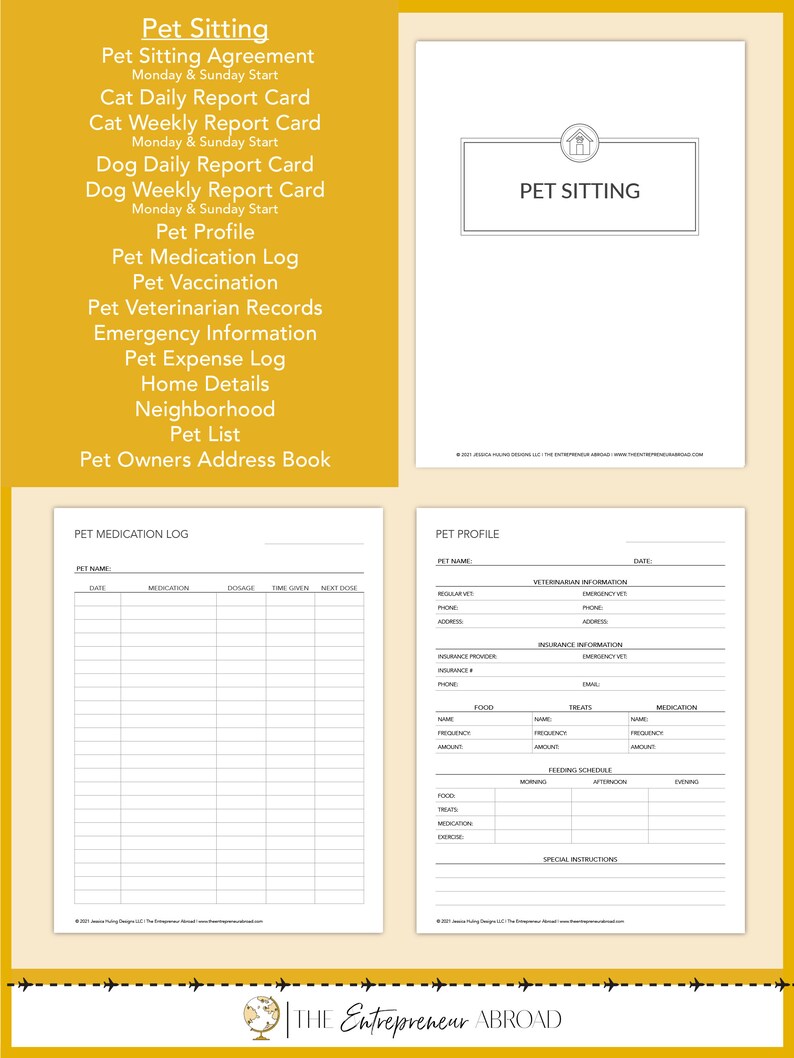 Pet Sitting Business Planner | Printable | Pet Sitter Agreement | Pet ...