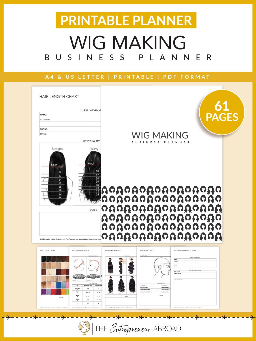 Wig Making Business Planner | Printable | Hair Business | Wigs Order ...
