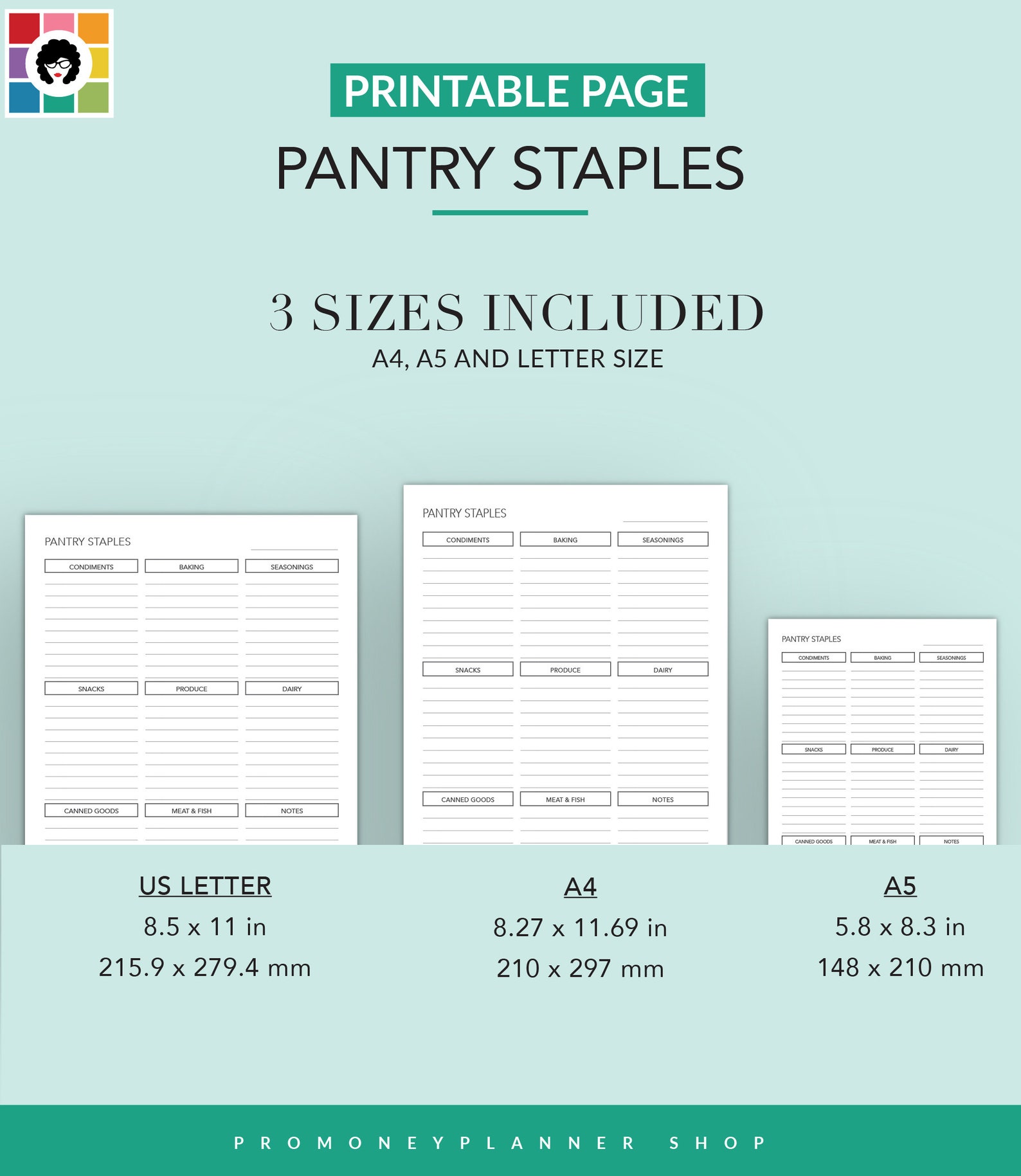 Pantry Staples Printable PDF Meal Planner Kitchen Pantry Inventory ...