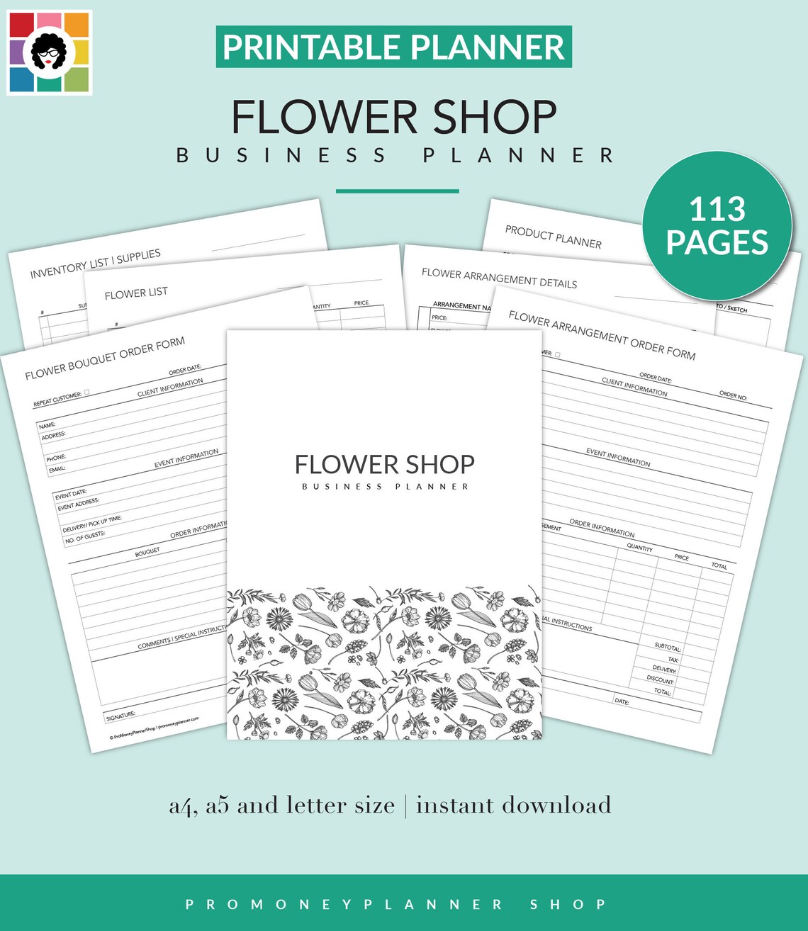 Flower Shop Business Planner | Florist Order Form | Business Starter ...