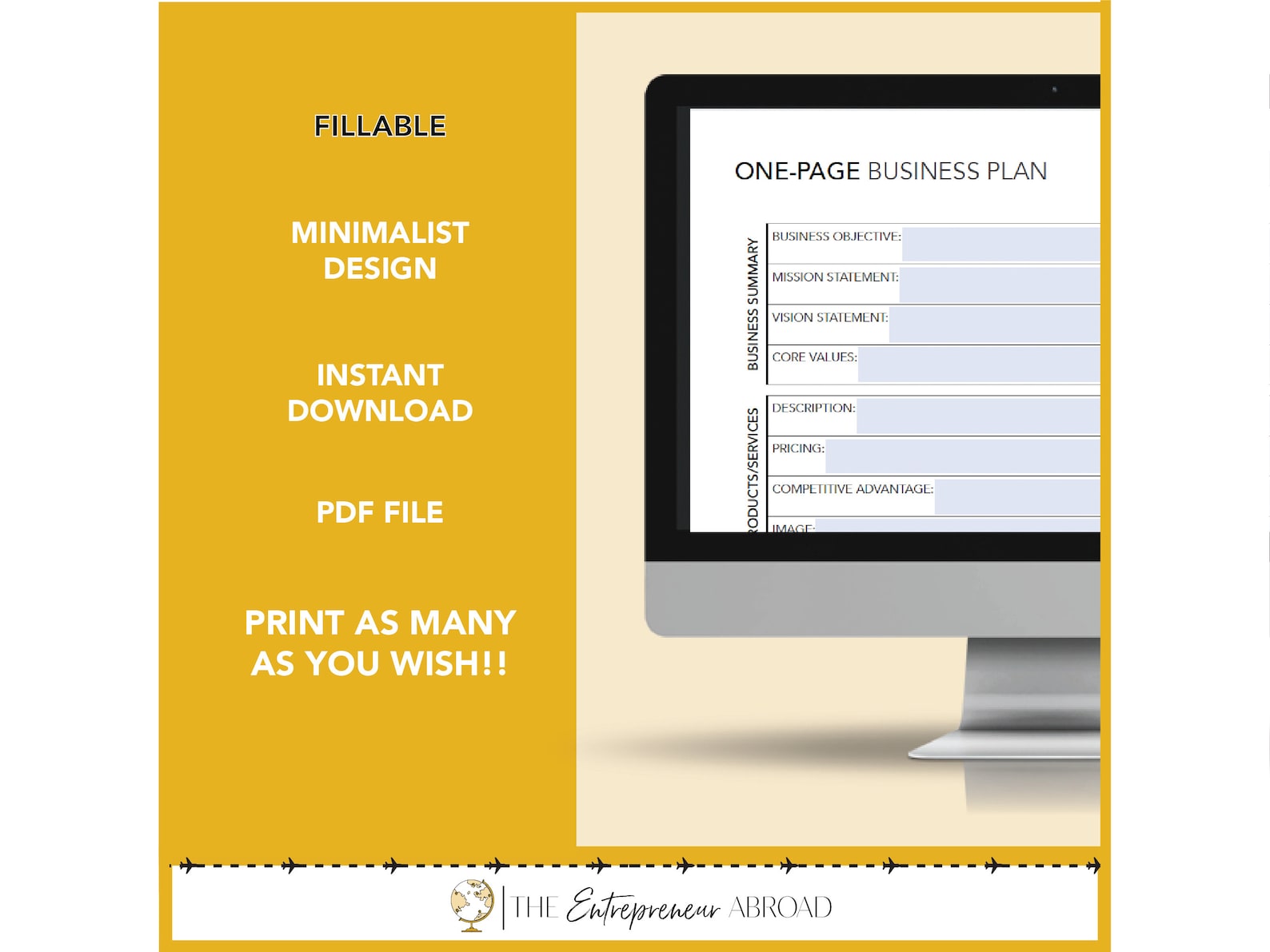 Business Plan Bundle: Fillable & Printable Startup Planner (US Letter ...