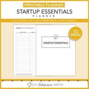 Startup Essentials Planner | Printable | Plan Your Business | the Startup Planner | Entrepreneur ...