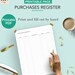 Purchases Register | PDF | Letter | A4 | A5 | Instant Download | Small ...