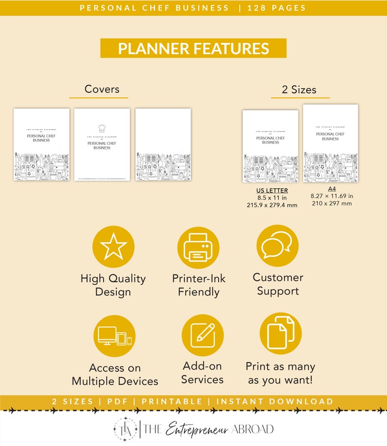 Personal Chef Business Planner Menu Planner Food Business - Etsy