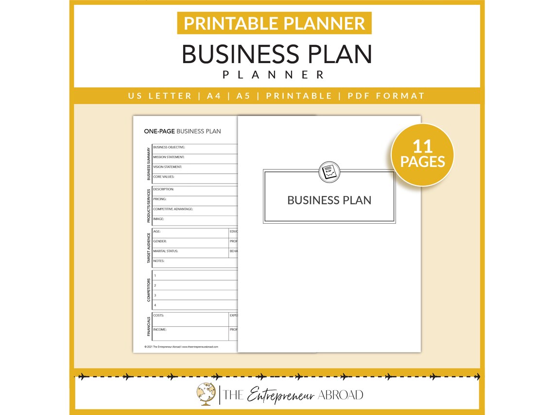 Business Plan Printable Plan Your Business the Startup Planner ...