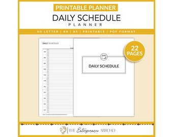 Day Planner and Organizers, A4 A5, Daily Agenda Printable, Daily ...
