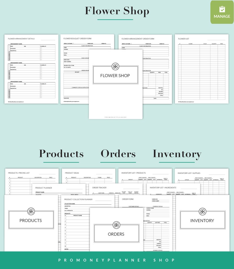 Flower Shop Business Planner Florist Order Form Business | Etsy