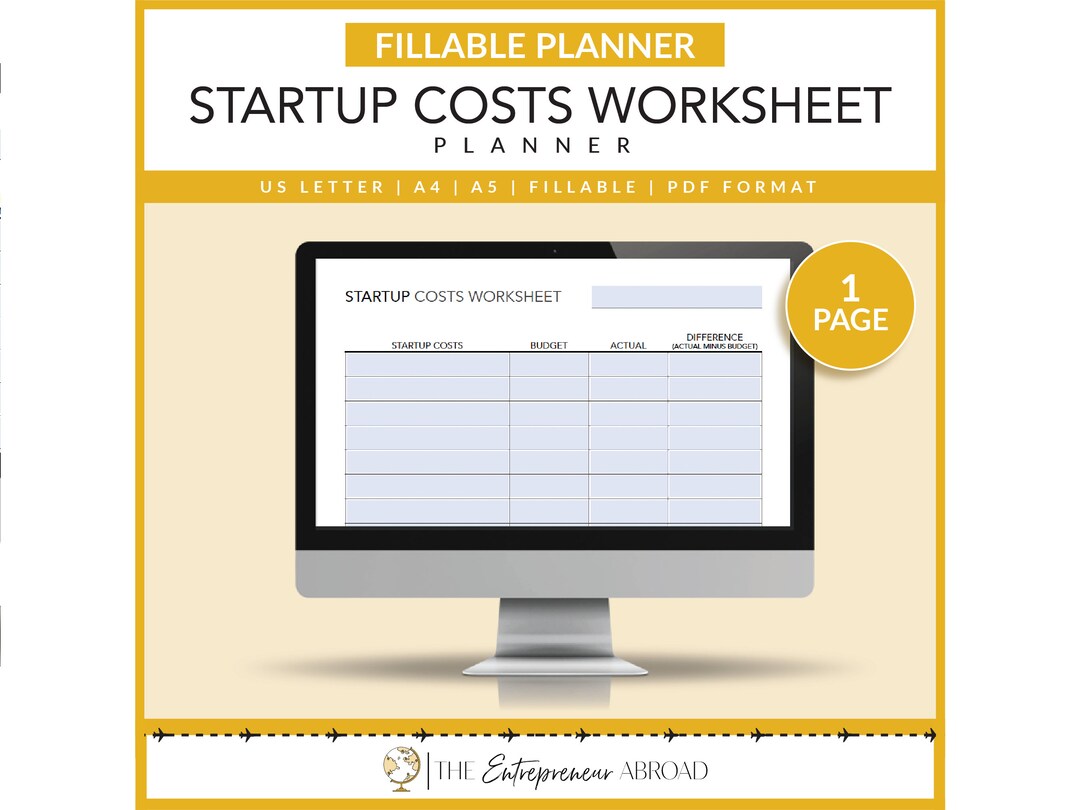 Startup Costs Worksheet | Fillable | Plan Your Business | the Startup ...