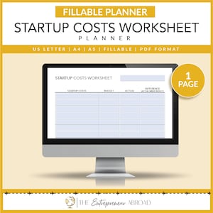 Startup Costs Worksheet | Fillable | Plan Your Business | the Startup ...