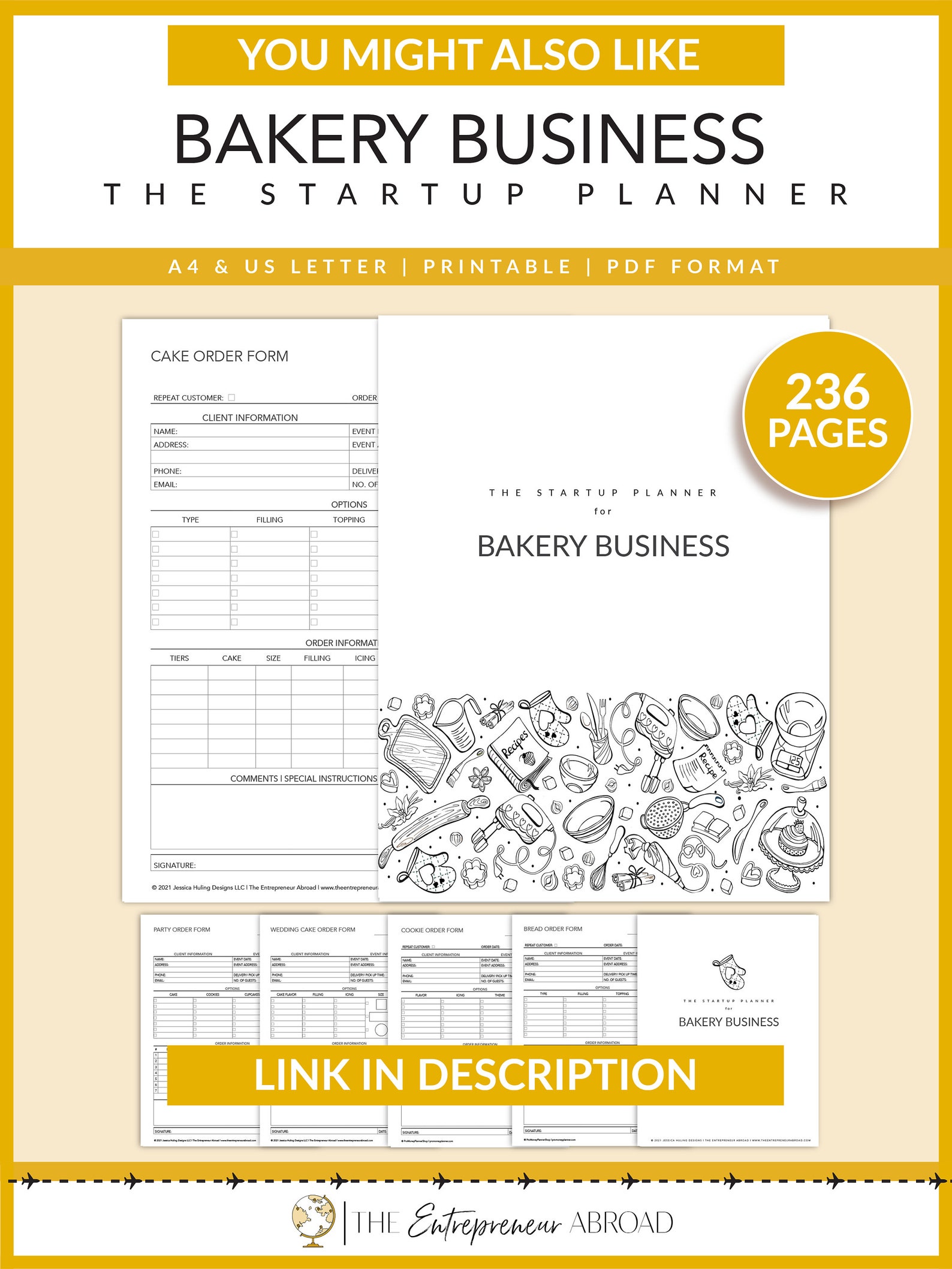 Bakery Business Planner Printable Bakery Order Form Home Bakery ...