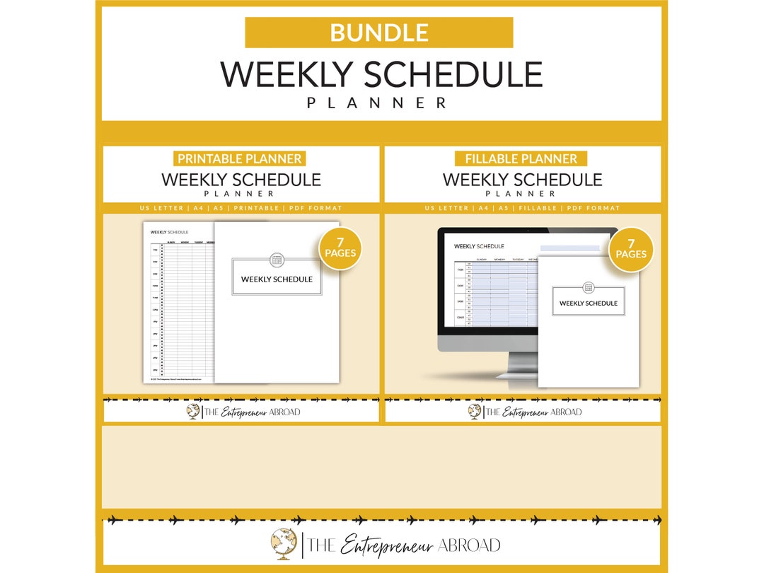 Weekly Schedule Bundle | Fillable & Printable | Productivity | Time ...