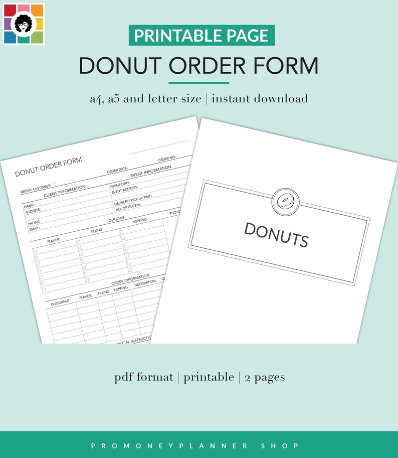 Donut Order Form Bakery Form Home Bakery Business | Etsy