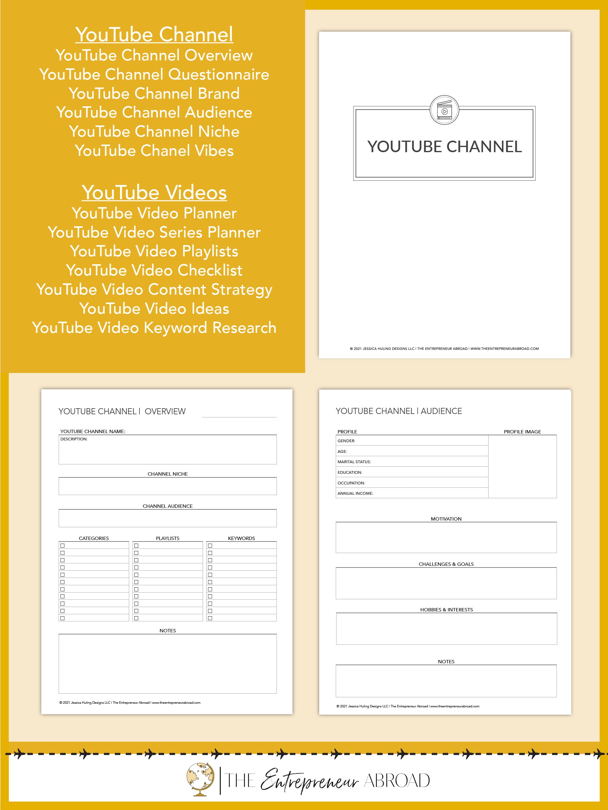 Youtube Channel Business Kit Printable Vlogging Youtuber Video Content ...