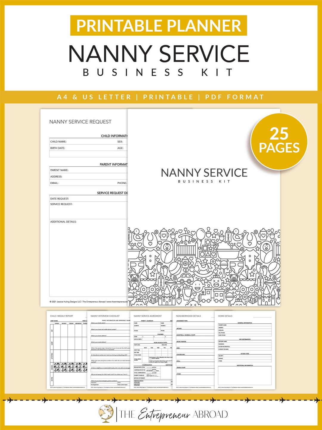 Nanny Service Business Kit | Printable | Child Care | Nanny Agreement ...