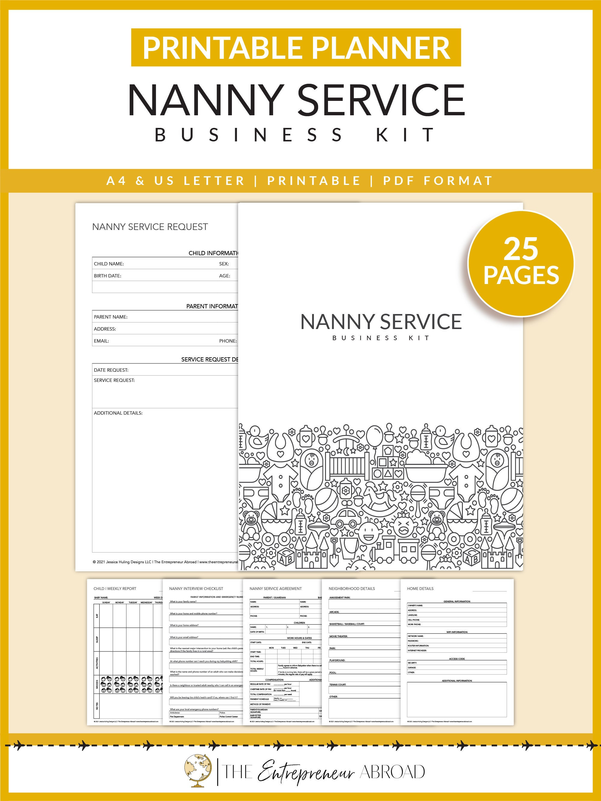 Nanny Service Business Kit | Printable | Child Care | Nanny Agreement ...