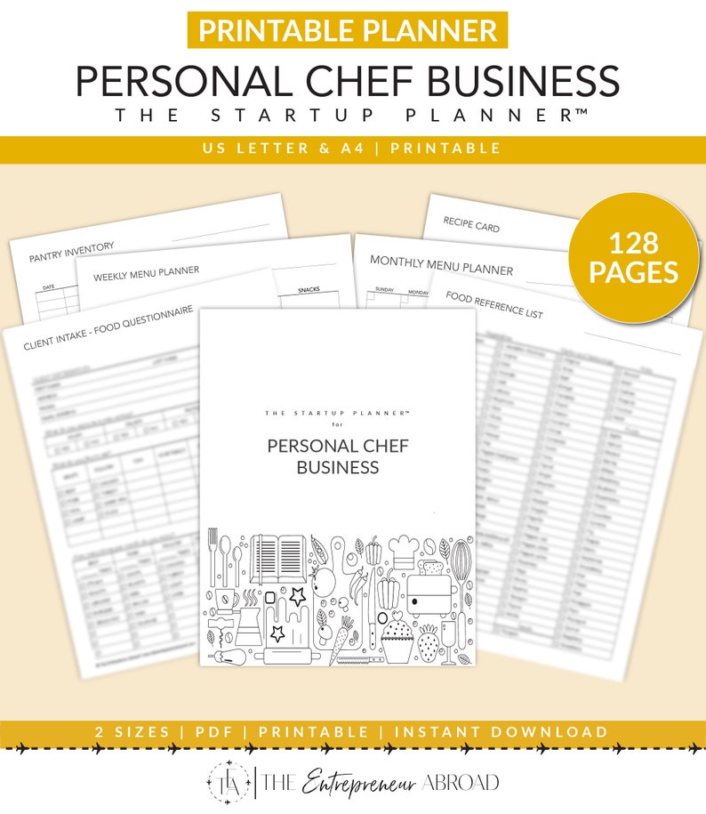 Personal Chef Business Planner Menu Planner Food Business - Etsy