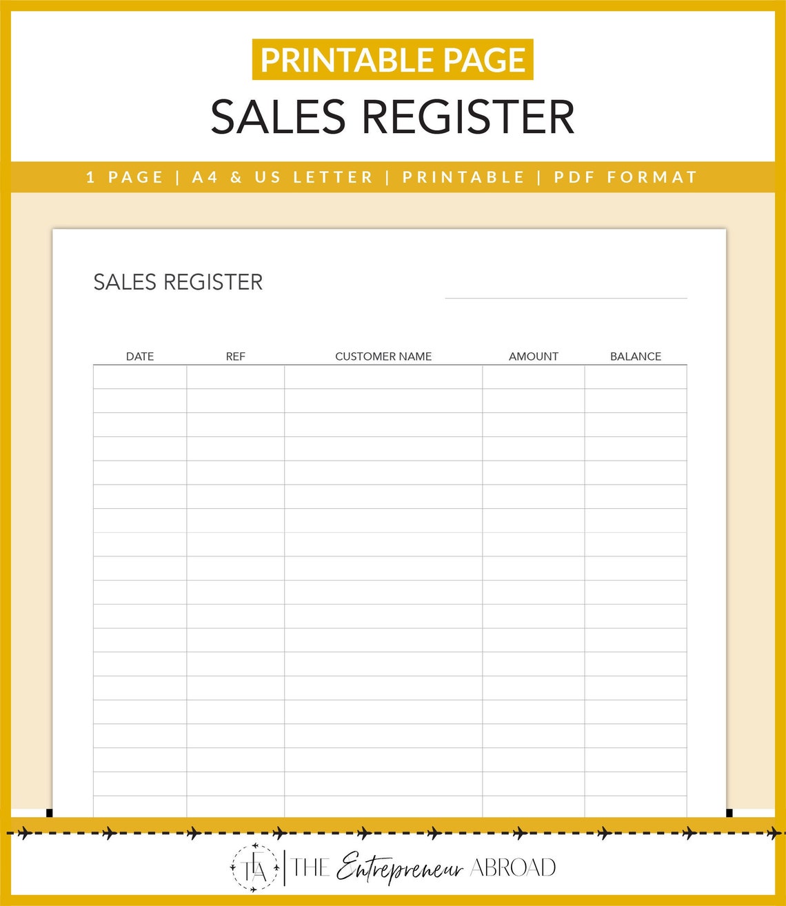 Sales Register | Bookkeeping | Business Finances | Accounting Ledger ...