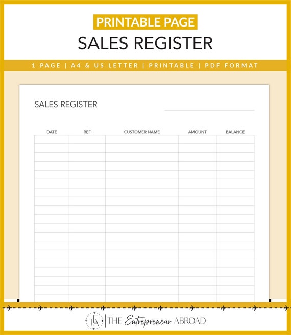 Sales Register Bookkeeping Business Finances Accounting - Etsy