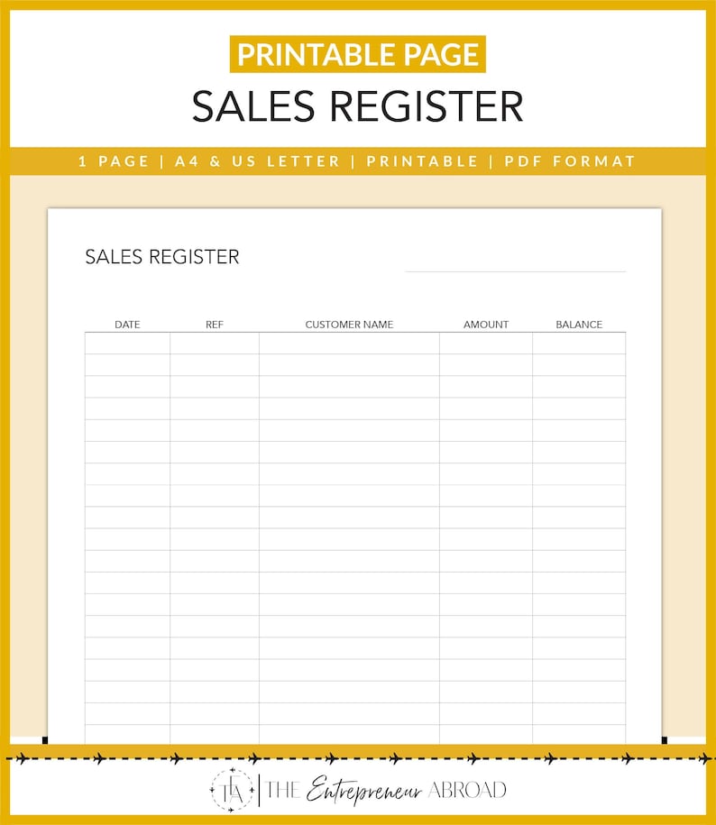 Sales Register | Bookkeeping | Business Finances | Accounting Ledger ...