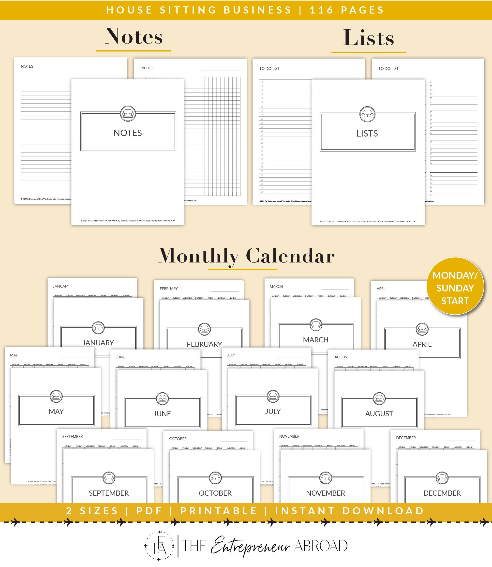 House Sitting Business the Startup Planner Printable Agreement Home ...