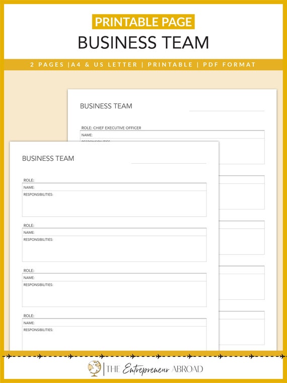 Business Team Printable Business Planner Entrepreneur | Etsy